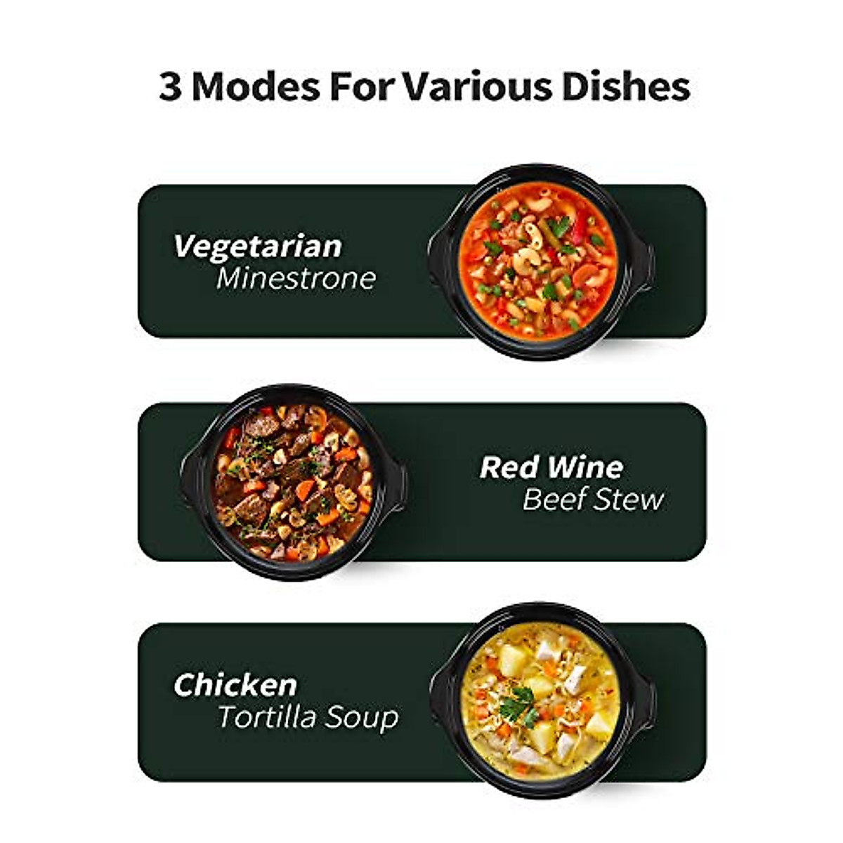 KOOC Small Slow Cooker, 2-Quart, Free Liners Included for Easy Clean-up, Upgraded Ceramic Pot, Adjustable Temp, Nutrient Loss Reduction, Stainless Steel, Black, Round…