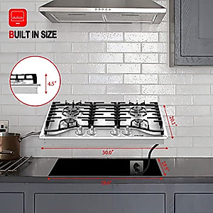 30 Inch Gas Cooktop, GASLAND 4 Italy Sabaf Sealed Burner Gas Stovetop, 30 inch Drop in Gas Range Cooktop,28,300 BTU NG/LPG Convertible,Heavy Duty Cast Iron Grates with Metal Knobs