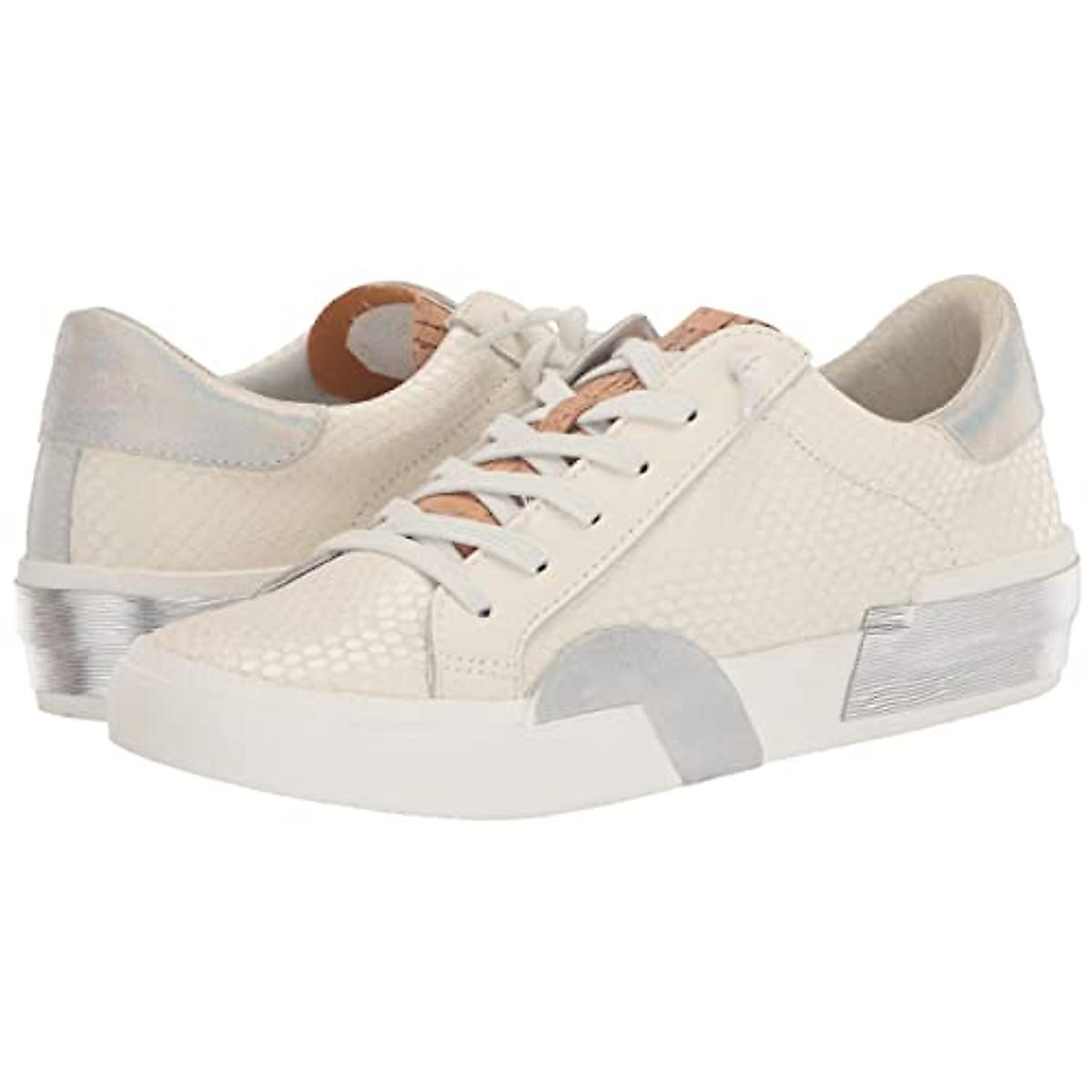Dolce Vita Women's Zina Sneaker, White/Natural Embossed Leather, 8.5
