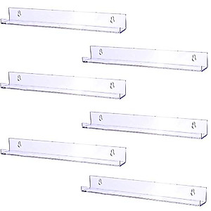 Sooyee 6 Pack 15 Inch Acrylic Storage Wall Shelf 1.73" Wide & 5" Wide