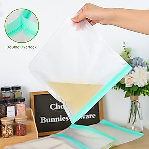 Moretoes 8 Pack Reusable Gallon Freezer Bags, Food Storage Ziplock Bags for Marinate, Travel, Kitchen Organization (Large, Blue & Green)