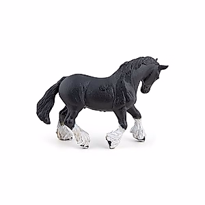 Papo - Hand-Painted - Figurine - Horses,Foals and Ponies - Black Shire Horse Figure-51517 - Collectible - for Children - Suitable for Boys and Girls - from 3 Years Old