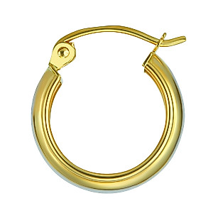 14k REAL Two Tone Gold 6mm Thickness Huggie Hoop Earrings (15mm Diameter)