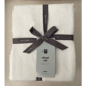 West Elm BELGIAN LINEN Sheet Set~King~*~White~*~