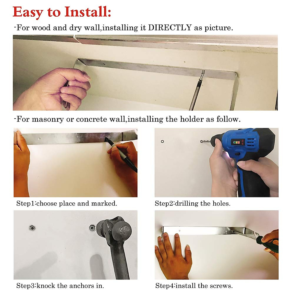 PHUNAYA Under Cabinet Paper Towel Holder Wall Mount for Home Kitchen,Stainless Steel for Large Rolls-Chrome