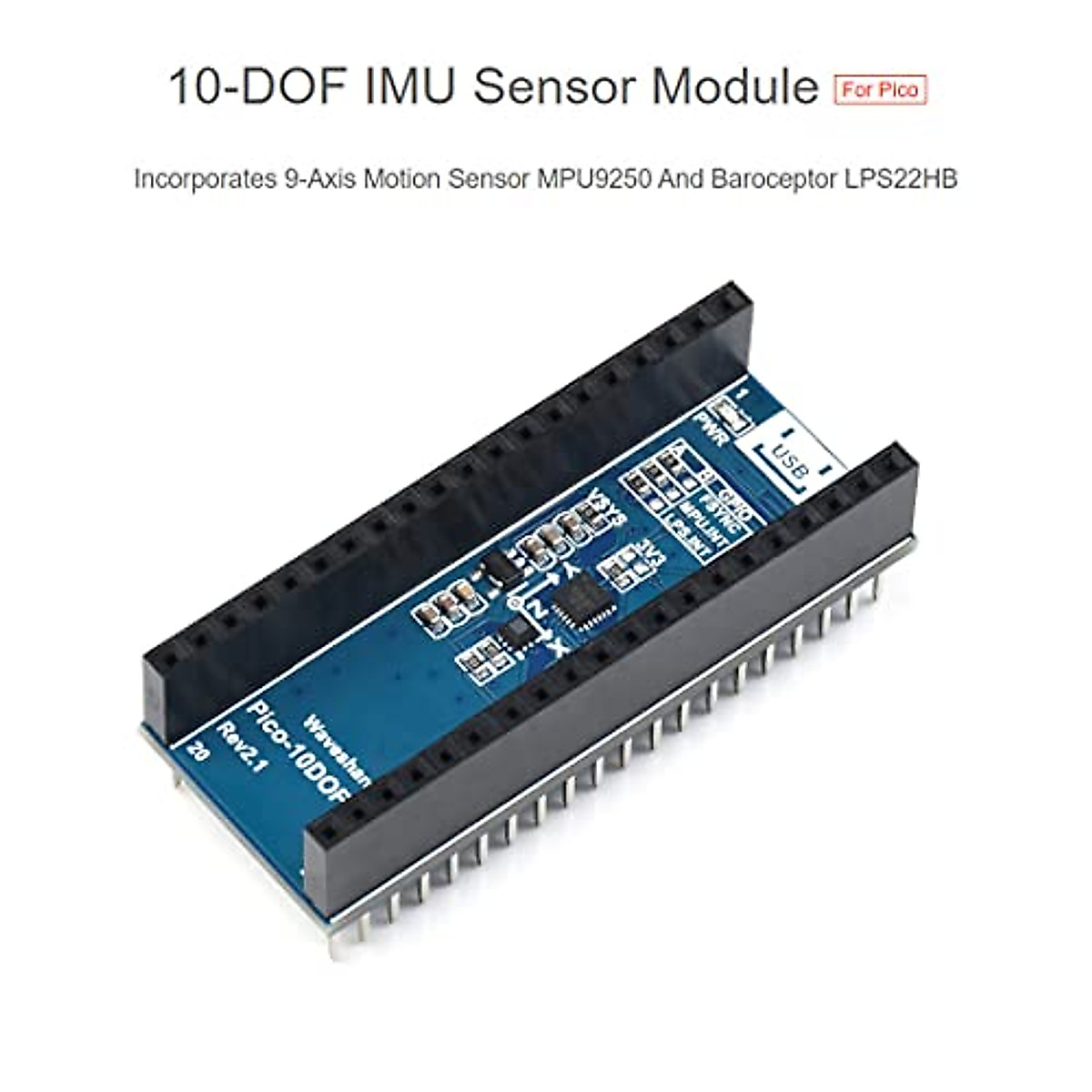 Waveshare 10-DOF IMU Sensor Module for Raspberry Pi Pico Incorporates 9-Axis Motion Sensor ICM20948 and Baroceptor LPS22HB