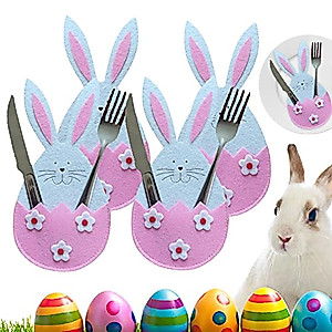 Harrod Easter Silverware Bags | Easter Party Felt Silverware Holder - Easter Table Decorations Silverware Storage Bag for Dinner Party Decorations