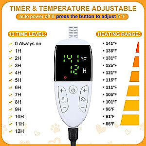 2 Pcs Pet Heating Pad Heated Dog Bed Waterproof Cat Warming Pad Adjustable Heated Dog Pad Pet Electric Heating Mat with Washable Cover, Switch, Anti Bite Steel Cord for Pets Puppy 17.7 x 17.7" (Gray)