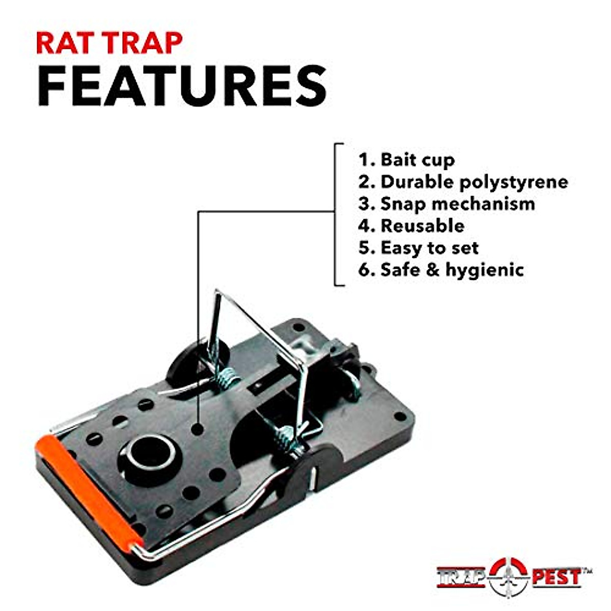 Trap A Pest Humane Rat Trap- Large Rat Traps That Work - Reusable Rat Traps Indoor - Easy to Use Large Rat Traps Outdoor with Instant Humane Kill - Best Rat Trap & Rodent Trap (6 Pack)