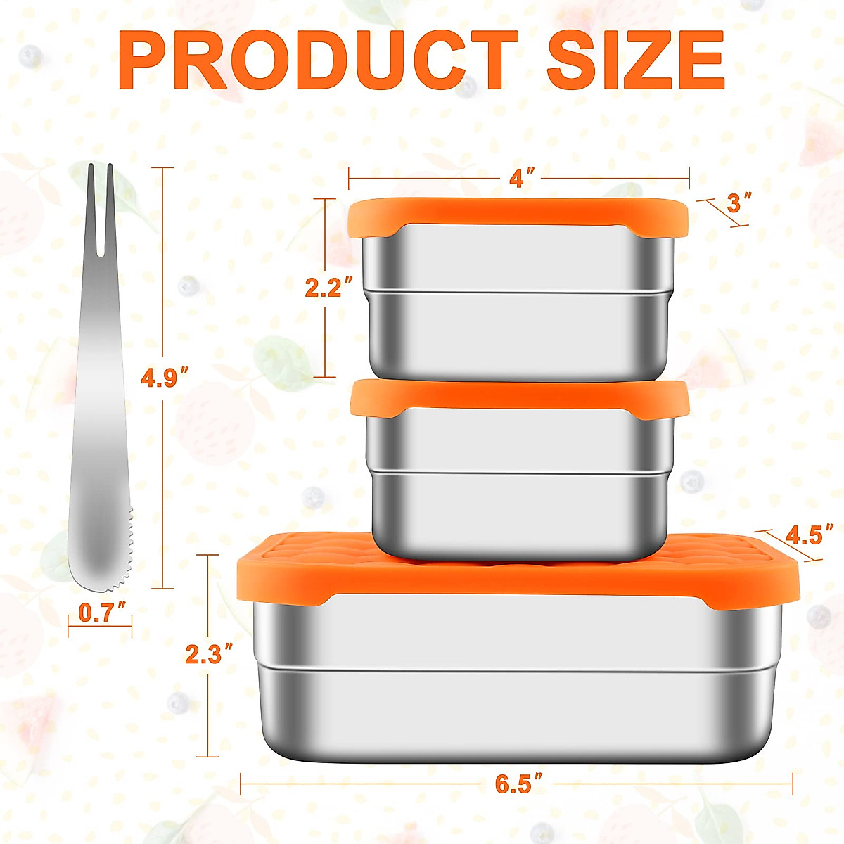 MOVNO Stainless Steel Food Containers with Lids Set of 3 (28 oz, 8 oz, 8 oz) - Metal Snack Container for Kids Adults - Premium Leakproof Bento Box Storage - Lunch Box Set with Silicone Lids