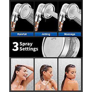 Luxsego 4-Mode Filtered Shower Head with Stop, High Pressure Spray to Clean Hard Water, Chlorine & Fluoride
