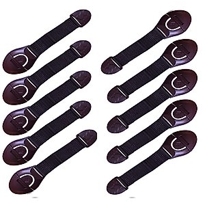 Chironal 10pcs/set Child Safety Lock Security Protector Drawer Door Cabinet Lock Plastic Protection Kids Safety Door Lock (Cloth belt lock Dark brown)