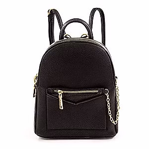 EMPERIA Kayli Faux Leather Mini Backpack Fashion 3 Way Carry Casual Lightweight Rucksack Daypack for Women Black