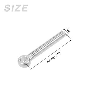 METALLIXITY Shoulder Swing Lifting Bolt (M6x40mm) 10Pcs, 304 Stainless Steel Eye Bolts - for Home Renovation, Pipeline Gate Valves Fasteners, Silver