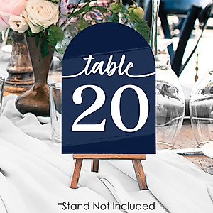 Big Dot of Happiness Navy Blue Elegantly Simple - Wedding Receptions, Parties or Events Double-Sided 5 x 7 inches Cards - Table Numbers - 1-20