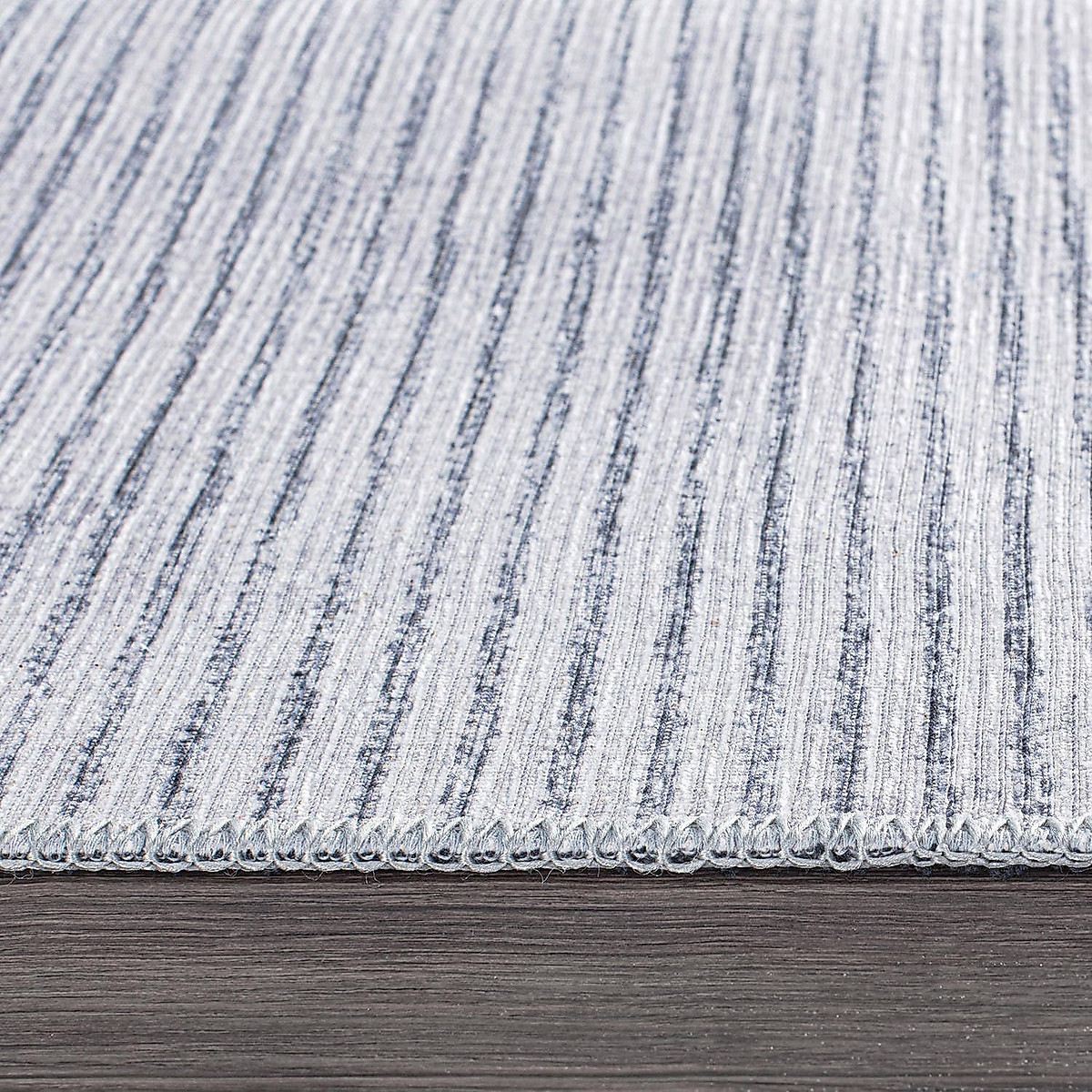 Rugshop Contemporary Distressed Stripe Stain Resistant Flat Weave Eco Friendly Premium Recycled Machine Washable Area Rug 7'7"x9'6" Gray