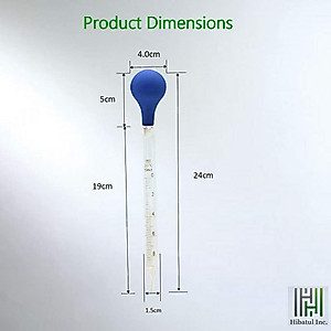 HIBATUL INC (2 Pack) Glass Graduated Medicine Dropper Pipettes Lab Dropper with Blue Rubber Cap and Scale (10ml (2 Pack))