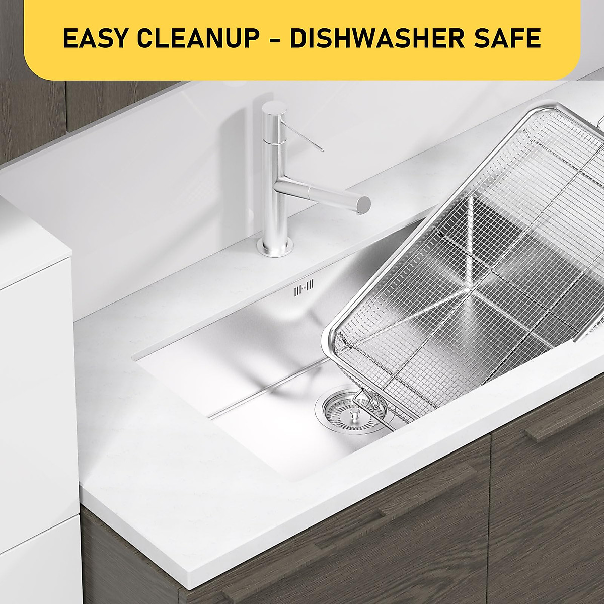 Extra Large Air Fryer Basket for Oven, 18.7'' x 11.9'' Stainless Steel Crisper Basket for Convection Oven, Baking Pan Perfect for the Grill, Dishwasher Safe, 2 Pack