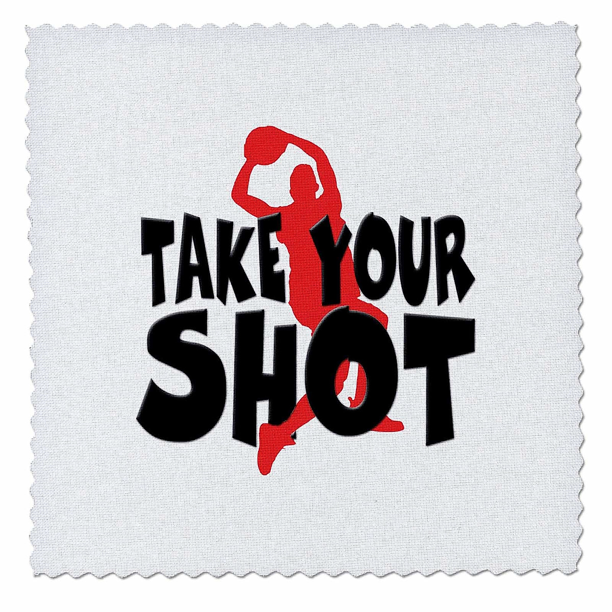 8x8 inch Quilt Square - Image of Words Take Your Shot with Basketball Player – Motivational Sayings