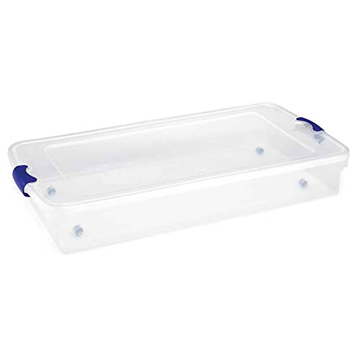 Homz Multipurpose 60 Qt Underbed Secure Latching Clear Plastic Storage Container with Snap-On Lid and Wheels for Home & Office Organization, (2 Pack)