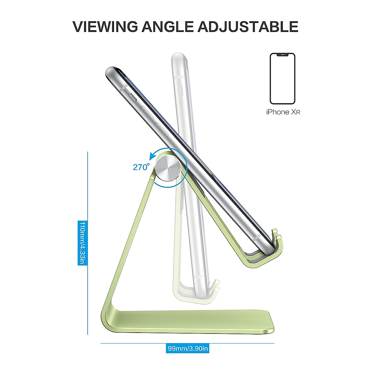 OMOTON Adjustable Cell Phone Stand, C2 Aluminum Desktop Phone Holder Dock Compatible with iPhone 15 14 13 Xs XR 8 Plus 7 6, Samsung Galaxy, Google Pixel, Android Phones