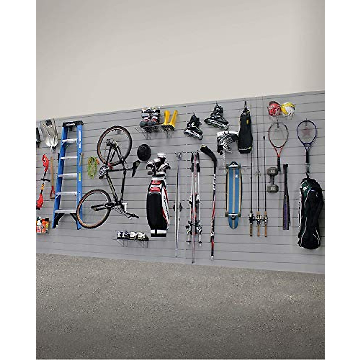 PROSLAT Garage Storage PVC Slatwall Panels - 4 Packs of 8 ft. x 4 ft. Sections (40 Single Slats which Make up 128 sq.ft) (Light Gray)