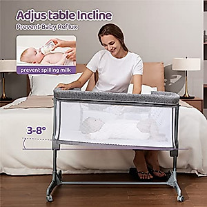 BUBAVAN Bassinet, Bedside Bassinet for Baby, Portable Bedside Sleeper, Co Sleeper Bassinet with Wheels, Baby Bed Sleeper, Breathable Mesh Design, Quick Fold with Mosquito Net & Storage Bag