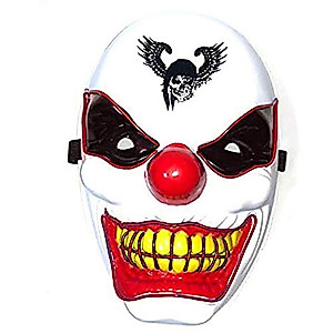 Halloween Led Light Up Clown Mask, LED Mask Halloween Scary Mask Clown Cosplay LED Creepy Costume Mask for Halloween Festival Party,Red