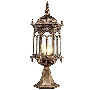 WYBFZTT-188 E27 Retro Industrial Column Lamp, Outdoor Landscape Post Lamp Gate Waterproof Courtyard Lamp, Pillar Caplights Home Garden Courtyard Column Headlight