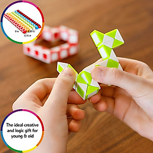 CUBIDI® Magic Snake Cube | Fidget Snake Toy for Kids | Travel Toys for Kids Ages 4-8 | Great Gift for Boys and Girls Birthday, Easter basket Stuffers | 0.35 inch x 0.55 inch | Set of 6