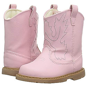 Baby Deer Round Toe Western Boot, White SZ 2