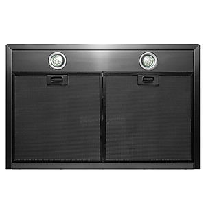 AKDY 30 in. 343 CFM Convertible T-Shape Wall Mount Black Stainless Steel Kitchen Range Hood with Touch Panel and Carbon Filters