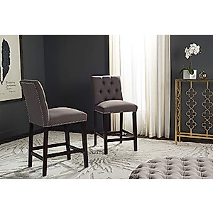 Safavieh Home Collection Norah Dark Taupe and Espresso Counter Stool (Set of 2)