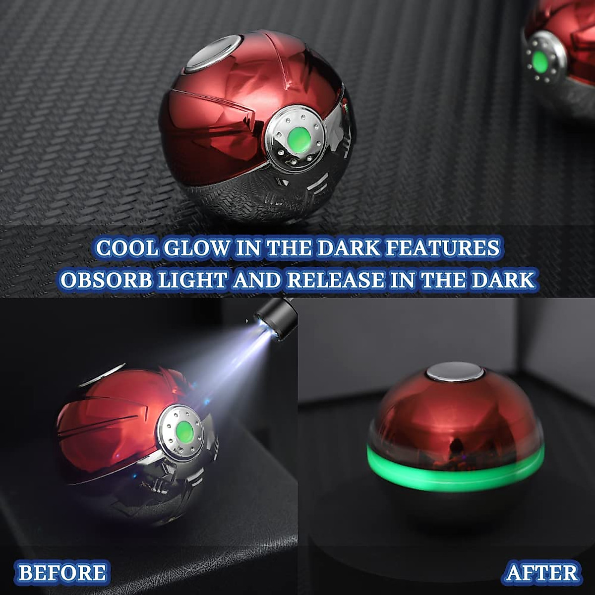 Cool Spere Fidget Spinners for Kids Adults, Magic Sphere Hand Finger Spinner Glow in The Dark, Metal Handheld Gadget Desk Toy Luminous Fingertip Gyro Goody Bag Fillers Idea Gift Prize Collection