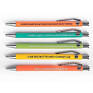 MilkToast Brands Funny Dog People Pens, A snarky gag gift for pet owners or coworkers, Black pens DG101 5 Count (Pack of 1)