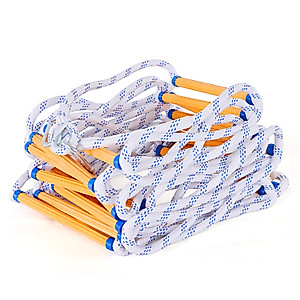 Emergency Fire Escape Ladder, 49.2FT Rope Ladder, Flame Resistant Safety Extension Ladder with 2 Hooks, Fast to Deploy Sturdy and Strong Portable and Reusable 2 Story,Weight Capacity up to 2000 LB