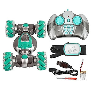 Alomejor Remote Control Car Toy, 2.4Ghz RC Stunt Car 360 Degrees Rotation ABS Electronic Component for Home (Green)