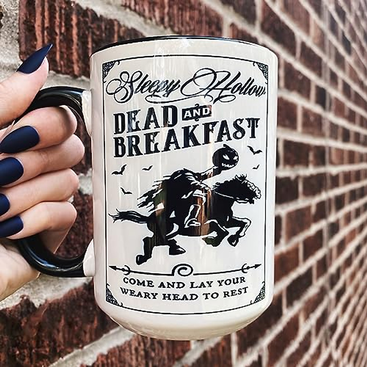 Sleepy Hollow Dead and Breakfast Coffee Mug, Spooky Coffee Cup Halloween Coffee Mugs, Retro Halloween Coffee Mug, 15oz Novelty Ceramic Coffee Mug, Halloween Coffee Cups Ceramic, Fall Coffee Mug