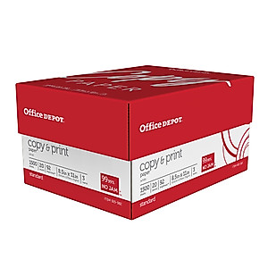 Office Depot Copy Print Paper, 8 1/2in. x 11in., 20 Lb, Bright White, 500 Sheets Per Ream, Case of 3 Reams, 1008