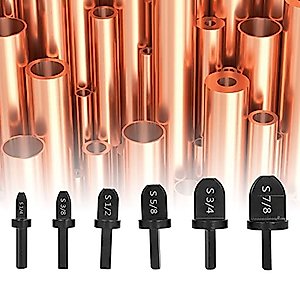 6Pcs Copper Pipe Swaging Tool Drill Bits,Professional Manual Flaring Tool Drill Bit Set 1/4 3/8 1/2 5/8 3/4 7/8