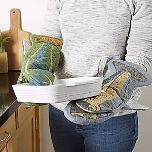 DII Cotton Lake House Fish Oven Mitts, 6 X 16.5 Set of 2, Machine Washable and Heat Resistant for Kitchen Cooking and Baking