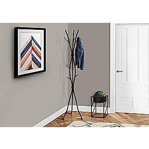 Monarch Specialties Coat Rack - Coat Tree with 8 Hooks, Hammered Metal 74" H (Black)