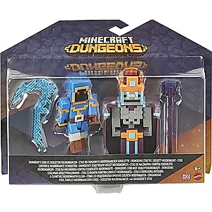 Minecraft Dungeons 3.25" 2-Pk, Arch Illager & Redstone Golem Battle Figures, Great for Playing, Trading, and Collecting, Action and Battle Toy for Boys and Girls Age 6 and Older
