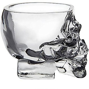 Tvoip 2PCS Kitchen & Dining Entertaining Glassware Drinkware Old Fashioned Glasses Skull Cup for Serving Scotch Whiskey Mixed Drinks (2)