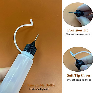 XIAONAN 30pcs 2oz(60ml) Precision Tip Applicator Bottle Needle Tip Squeeze Bottle for Painting Craft and Glue/Ink/Oil Projects with 6 Funnels, 1 Brush, 1 Label