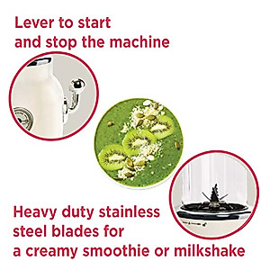 FRIGIDAIRE ESMM100-CREAM Retro Smoothie Maker Blender with Mason Jar, Perfect for Shakes and Smoothies, 300-Watt, Cream