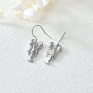 Lobster Earrings for Women Dangling Drop S925 Sterling Silver Statement Bead Fashion Earrings Jewelry Gift for Women