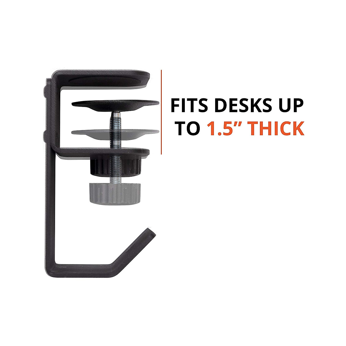 Stand Up Desk Store Clamp-On Under Desk Headphone Hook, Backpack Hook, and Purse Hook for Desk - Black