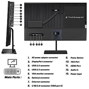 TechMagnet All in one Desktop Computer, Cheetah 4, Intel Core i3 4th Gen 2.9Ghz, 8GB DDR3, 120GB SSD, New 22 inch LED, MTG Wireless Ergonomic Keyboard Mouse, WiFi, Windows 10 Pro (Renewed)