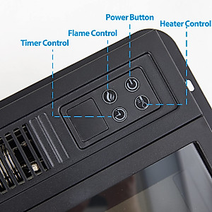 HOSEOKA 18" Electric Fireplace Insert 18" Electric Fireplace Modern TV Stand with Fireplace, Wood Entertainment Center with Storage, Wide Farmhouse Media Console Cabinet (Black, Single Fireplace)